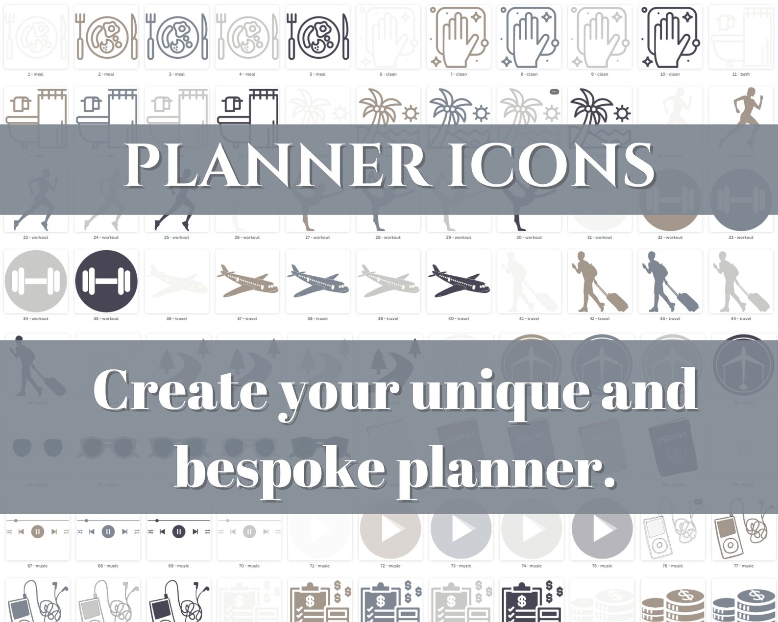 Notion Icons, Crab Edition, Notion Template Icons, Planner Icons ...