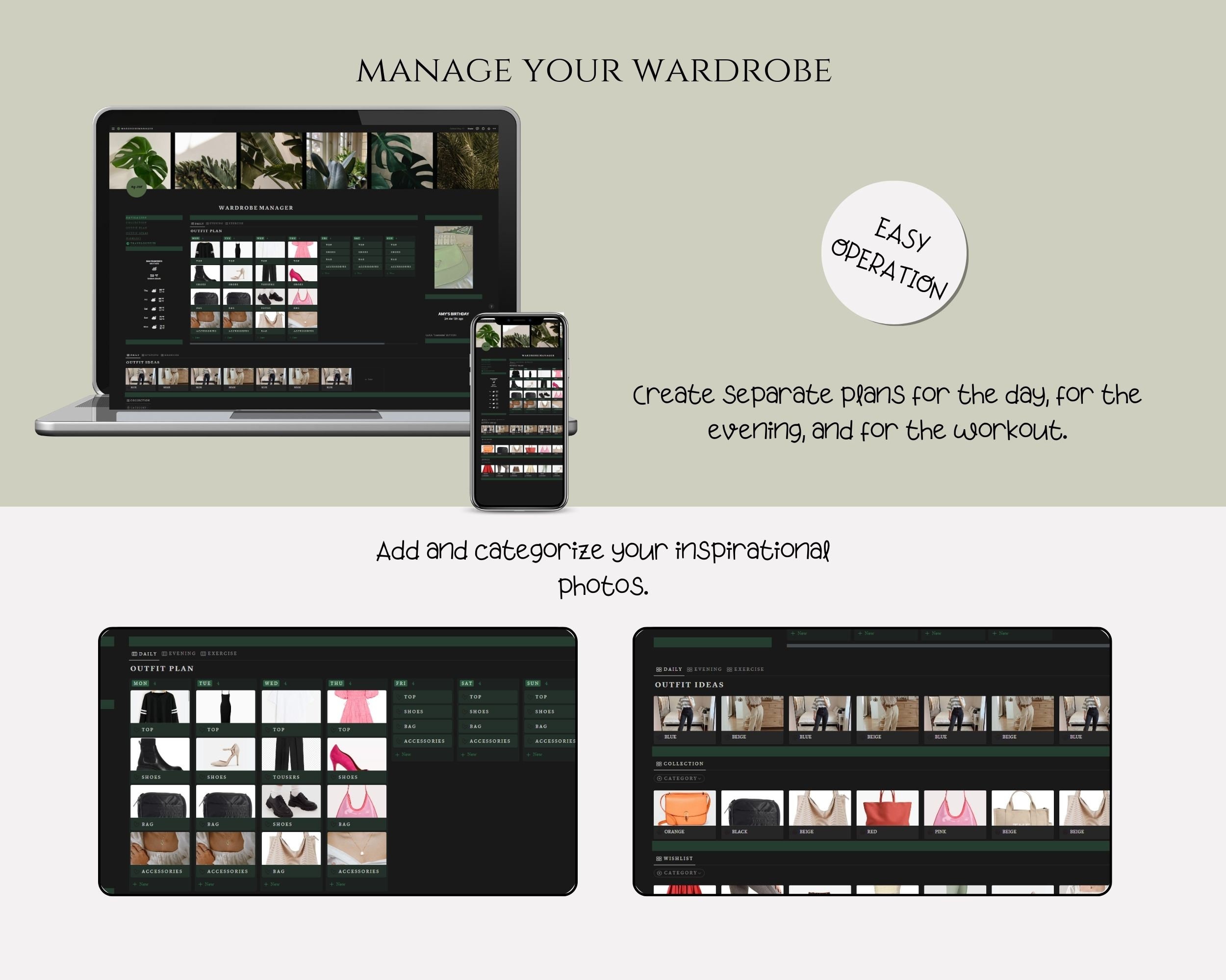 Notion Template Wardrobe Manager, Notion Outfit Planner, Wardrobe ...
