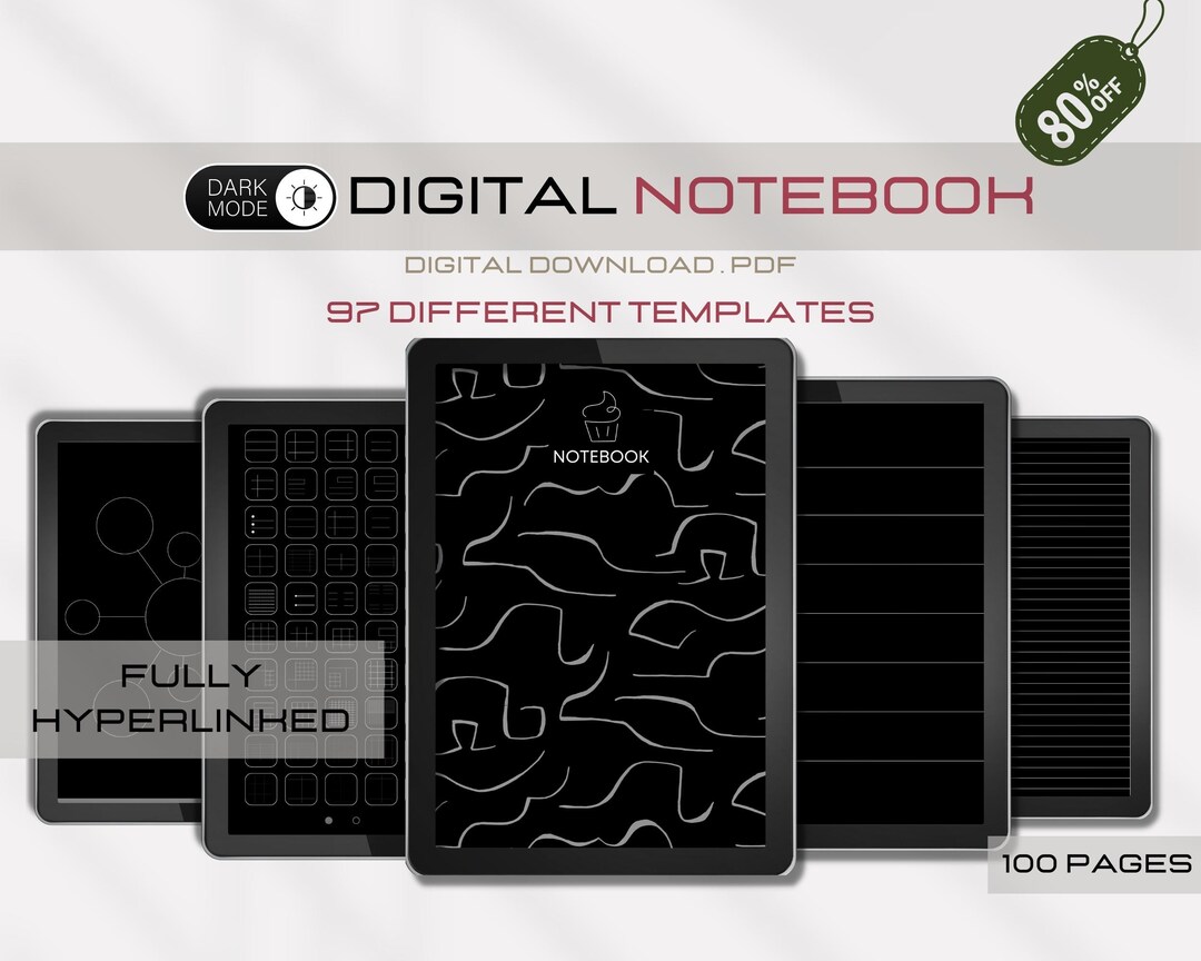 Digital Note Paper Dark Mode Digital Notes Note Paper - Etsy