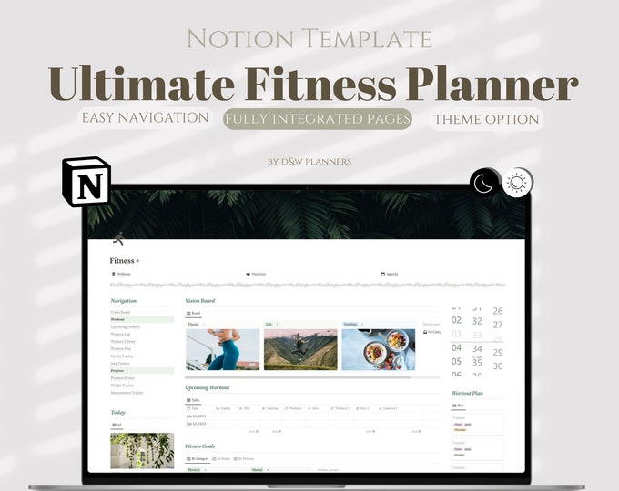 Notion Template Fitness Planner, Digital Fitness Planner, Notion ...