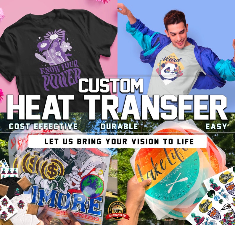 Custom Heat Transfer Designs Ready to Press Your Logo or Design Multi ...