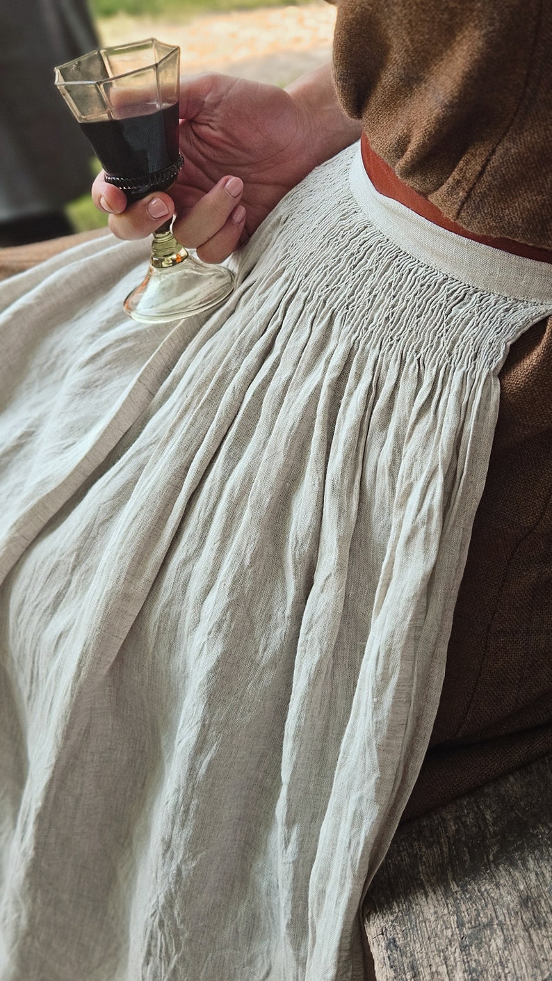 Smocked Honeycomb Apron, Medieval Style Linen Apron, Handsewn - Etsy