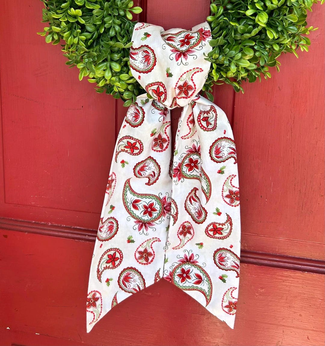Christmas Paisley Sash, Blank Wreath Sash for Embroidery Scarf Wreath ...