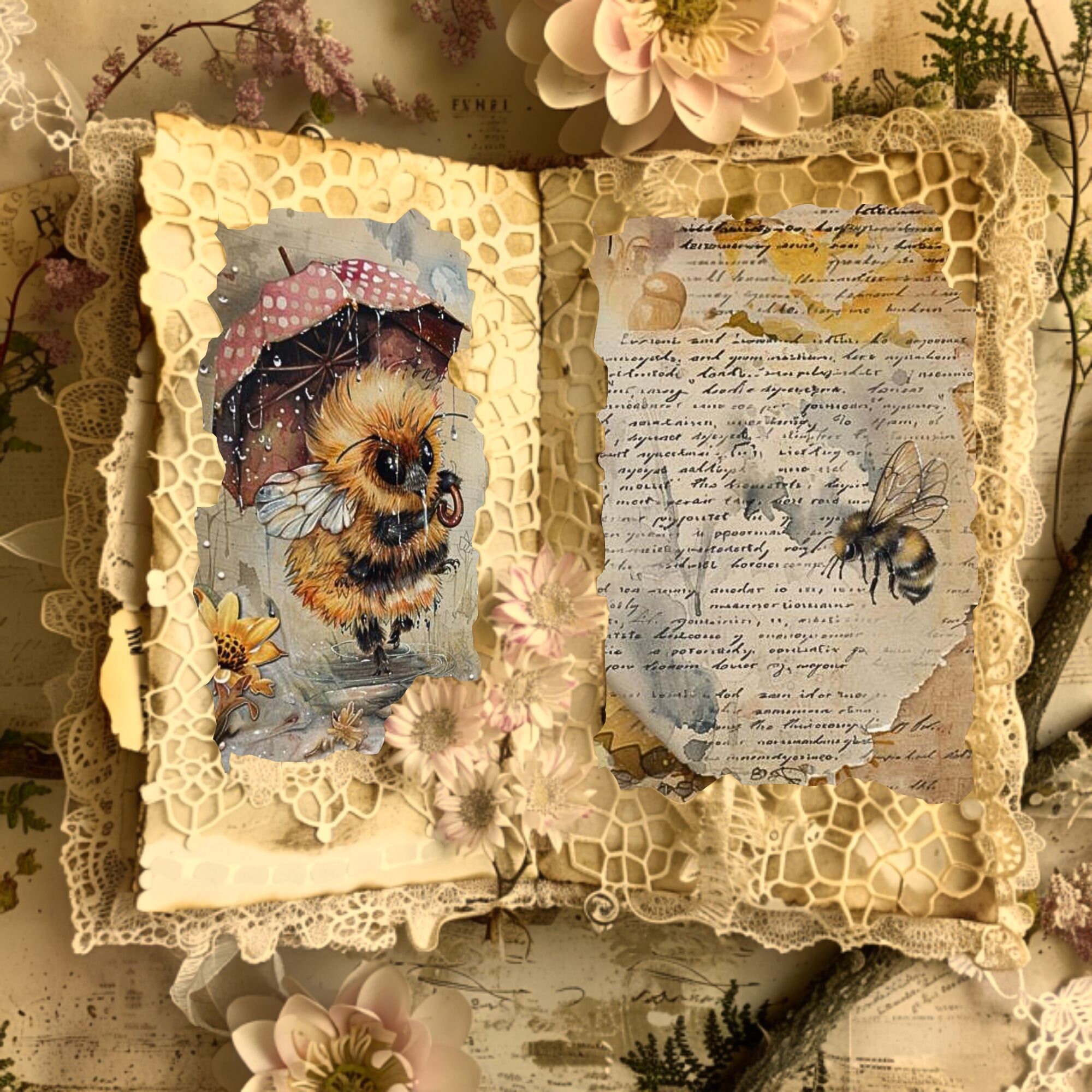 Bee Junk Journal Pages | Bee Junk Journal Kit | Bee Digi Kit | Instant ...