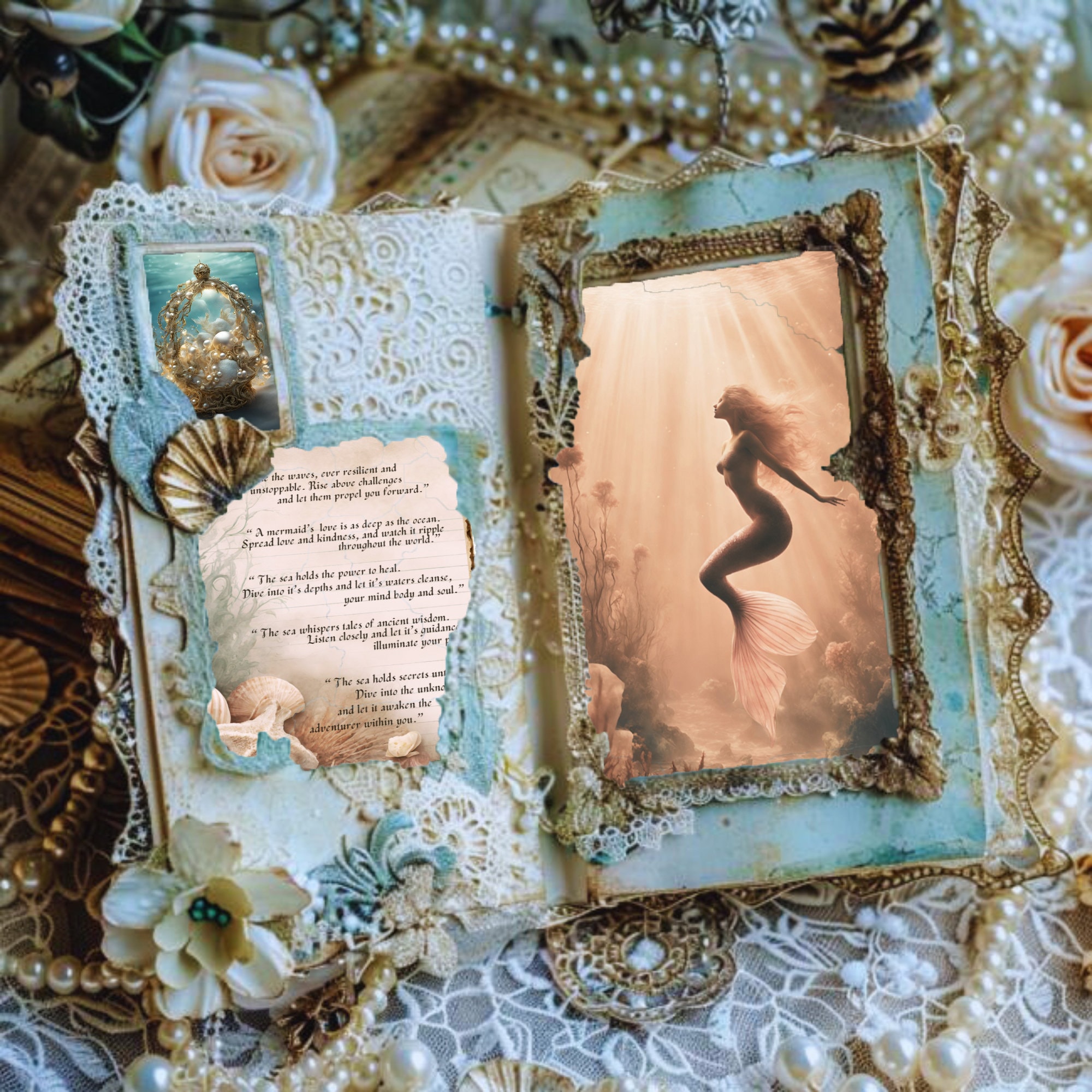 Digital Download | Mermaids Printable Pages | Mermaid Junk Journal ...