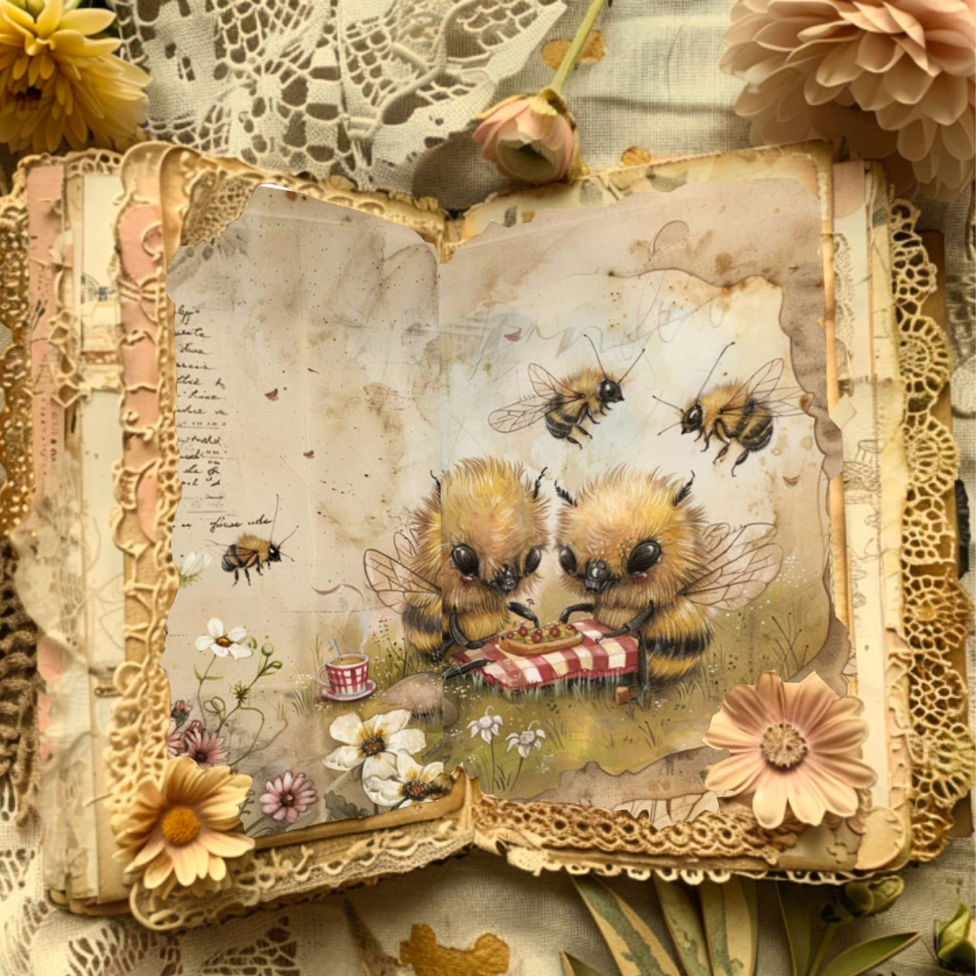 Bee Junk Journal Pages | Bee Junk Journal Kit | Bee Digi Kit | Instant ...