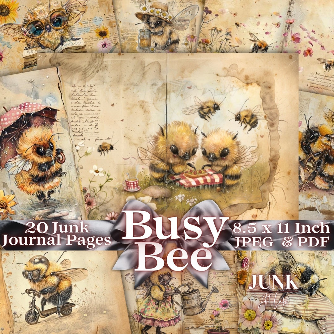 Bee Junk Journal Pages | Bee Junk Journal Kit | Bee Digi Kit | Instant ...