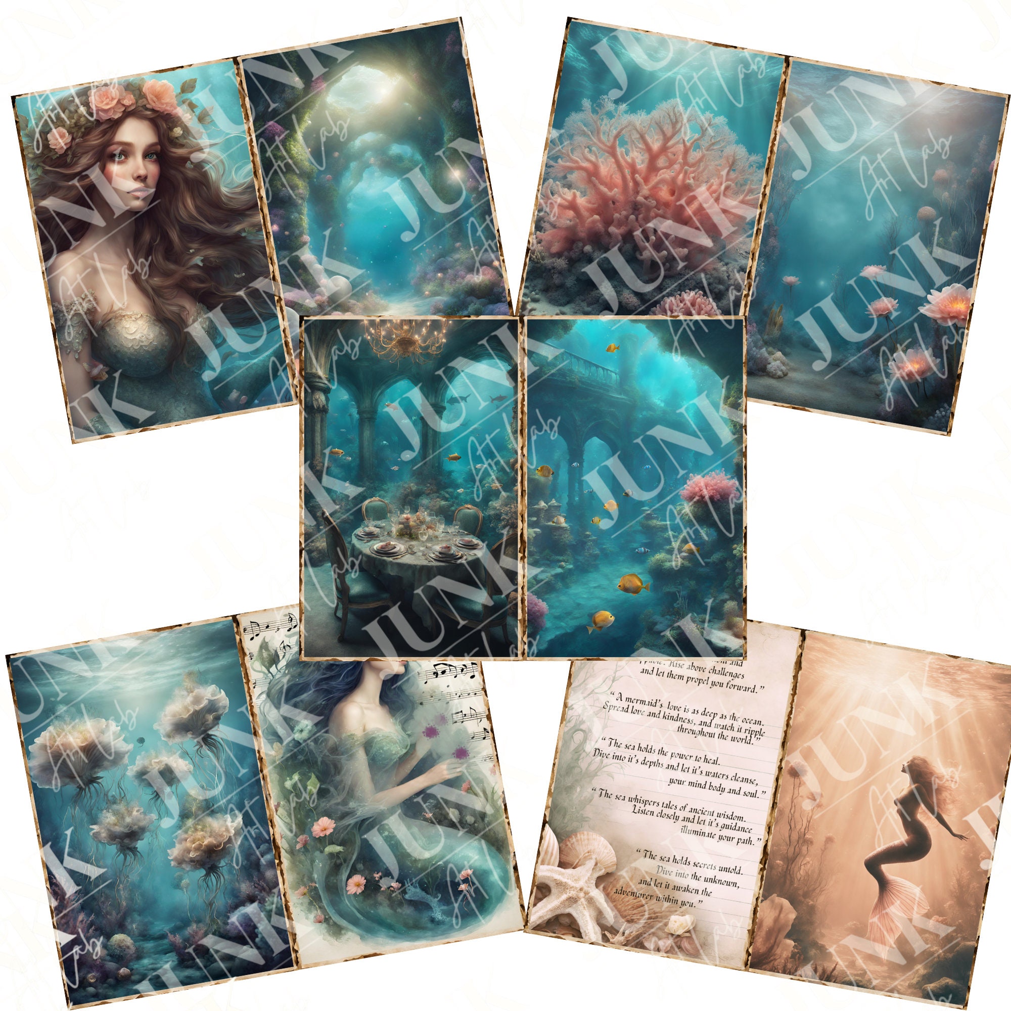 Digital Download Mermaids Printable Pages Mermaid Junk Journal Instant ...