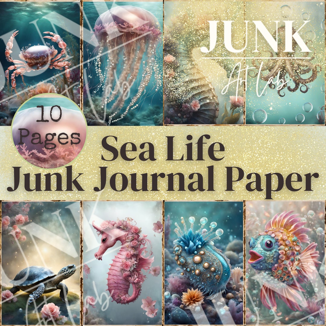 Sea Life Junk Journal Papers, Digital, Download, Printable Pages, Junk ...