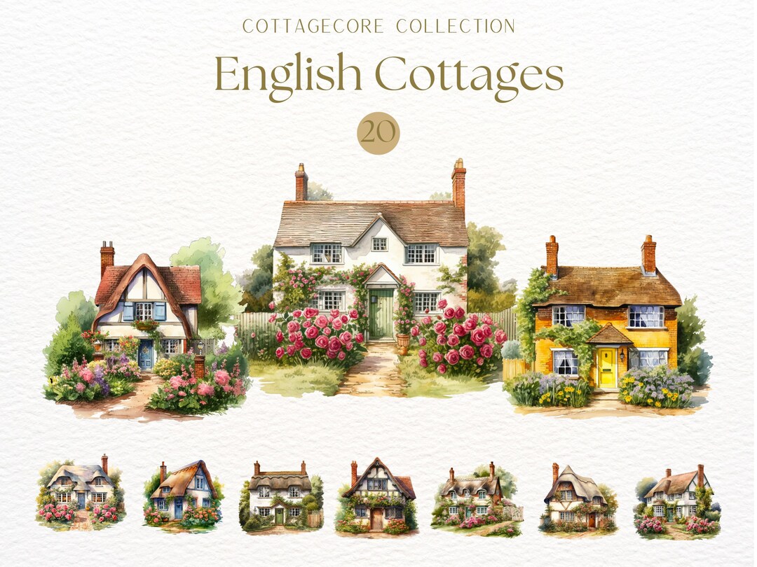 English Cottages Clipart, Watercolour Cottage, Cottagecore Png ...