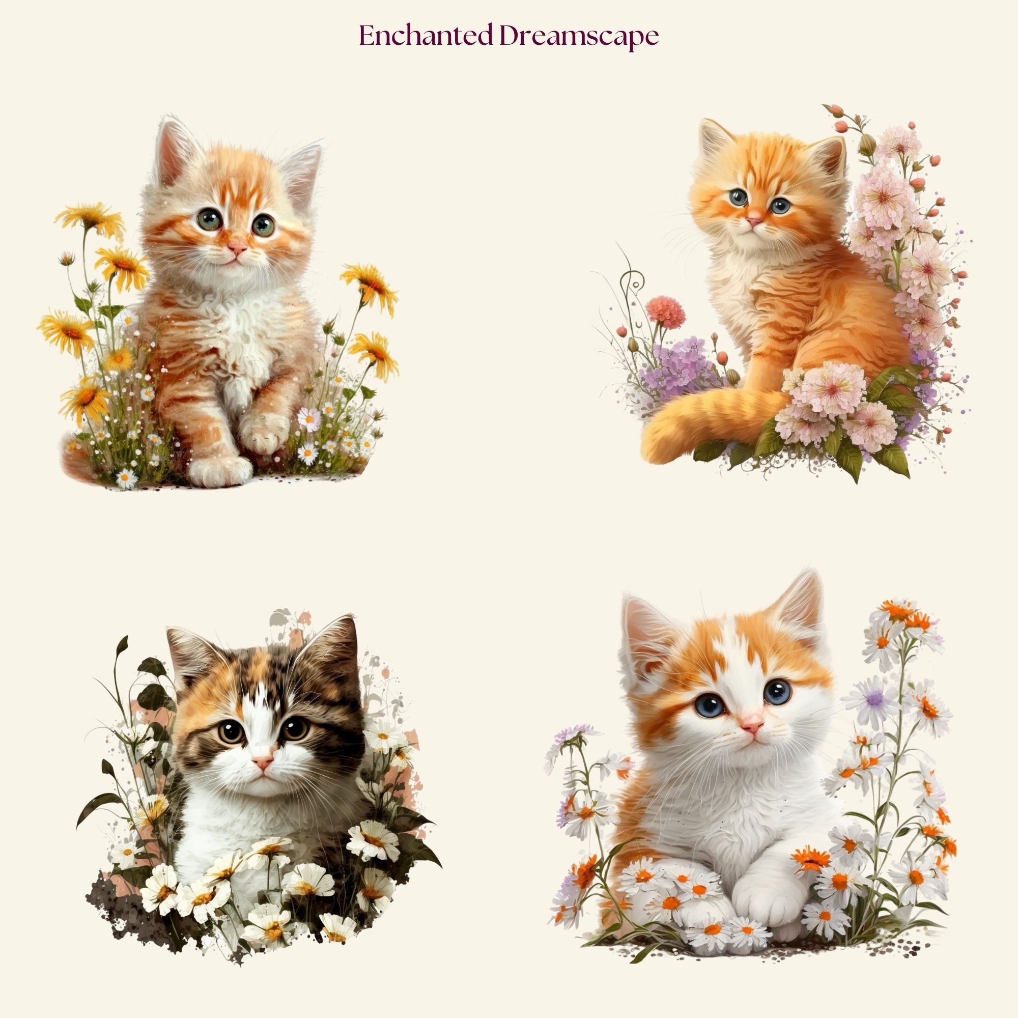 Watercolour Cats Clipart Cute Kittens Clipart Bundle - Etsy