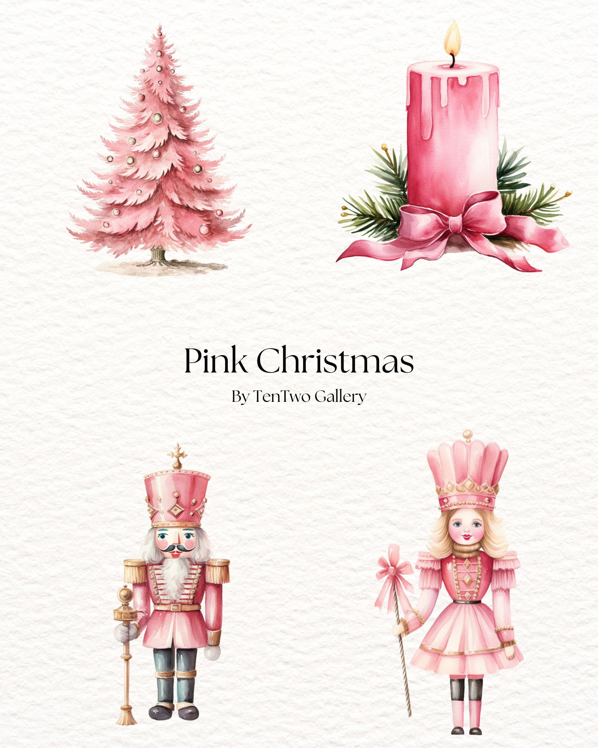 Pink Christmas Clipart | Watercolor Clipart | Christmas Sublimation ...