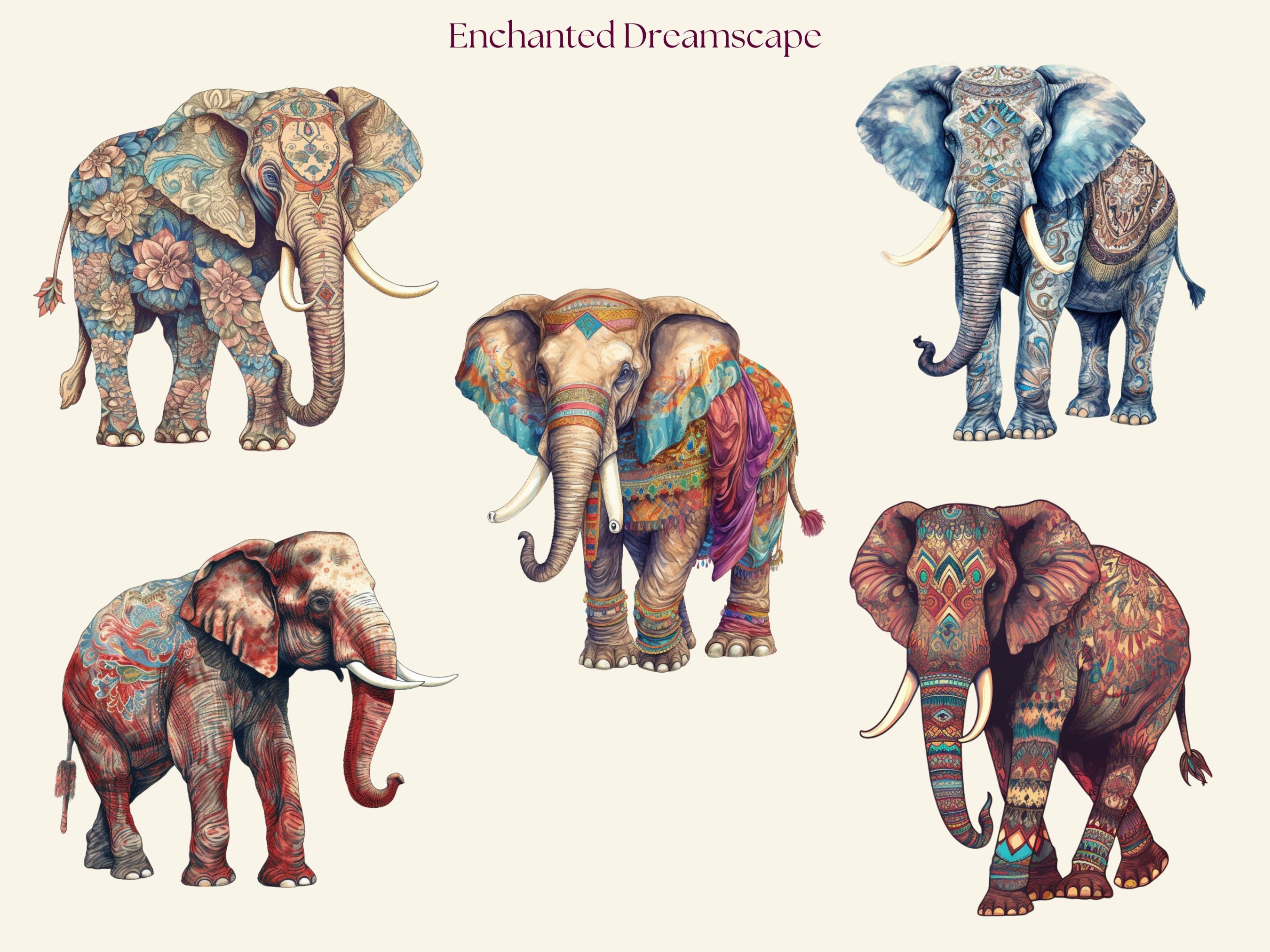 Vintage Elephants Clipart Bundle Hippie Elephants Clipart - Etsy