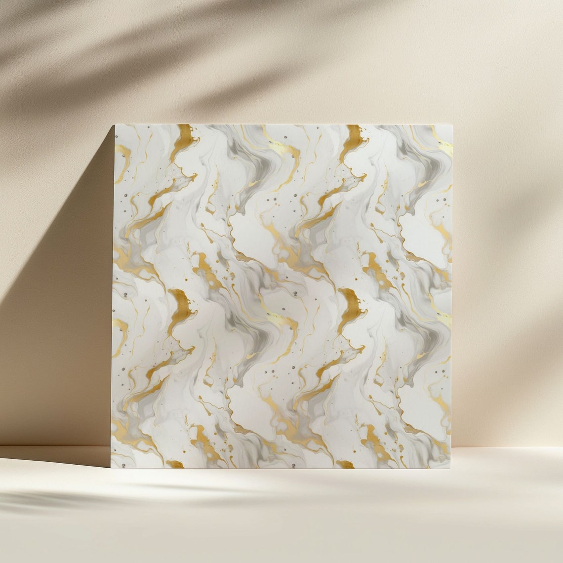 Marble in White and Gold Seamless Digital Paper, Printable Marble ...