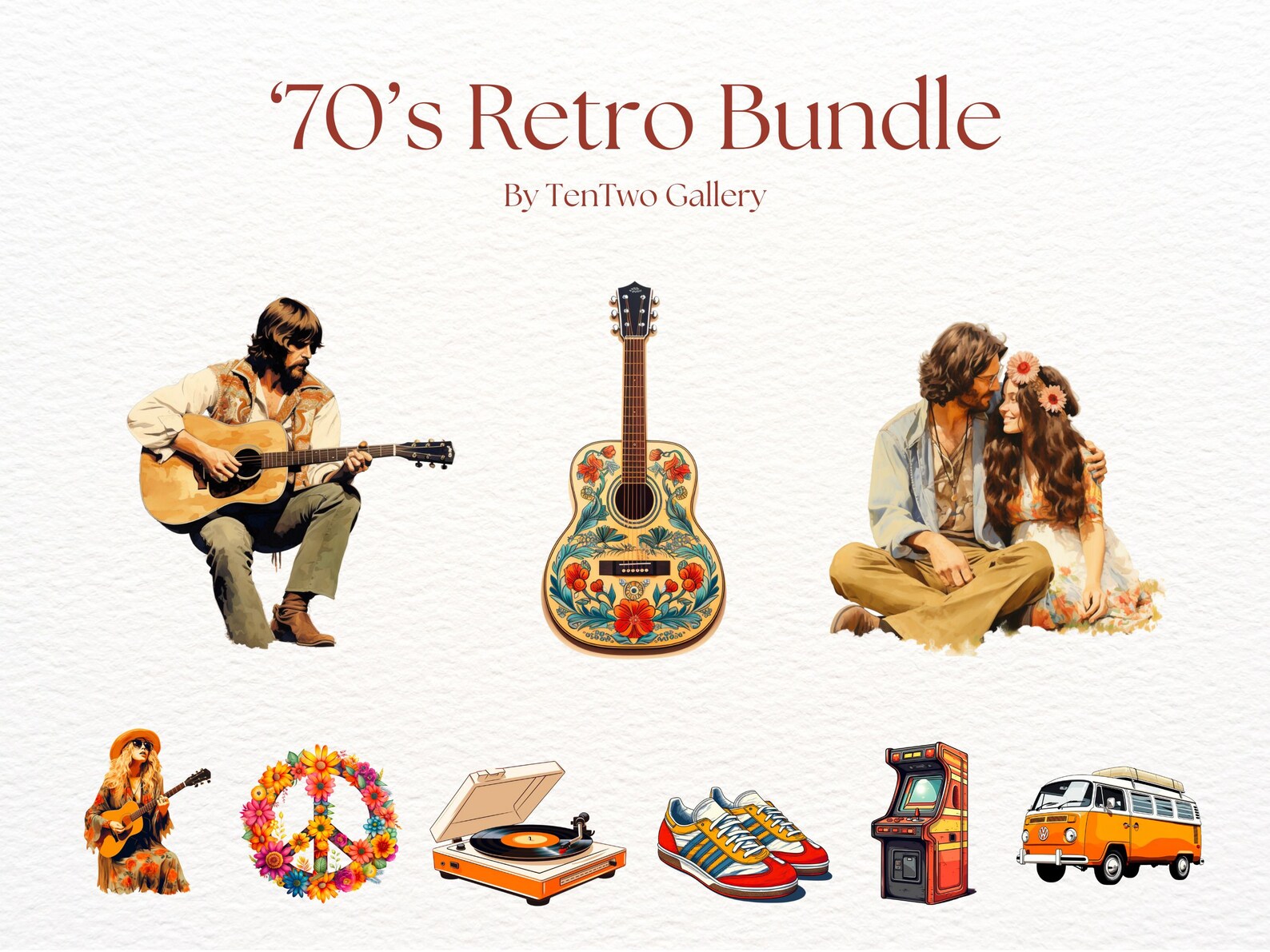 1970's Retro Clipart, Vintage Groovy Sublimation, Boho Hippie, Flower ...