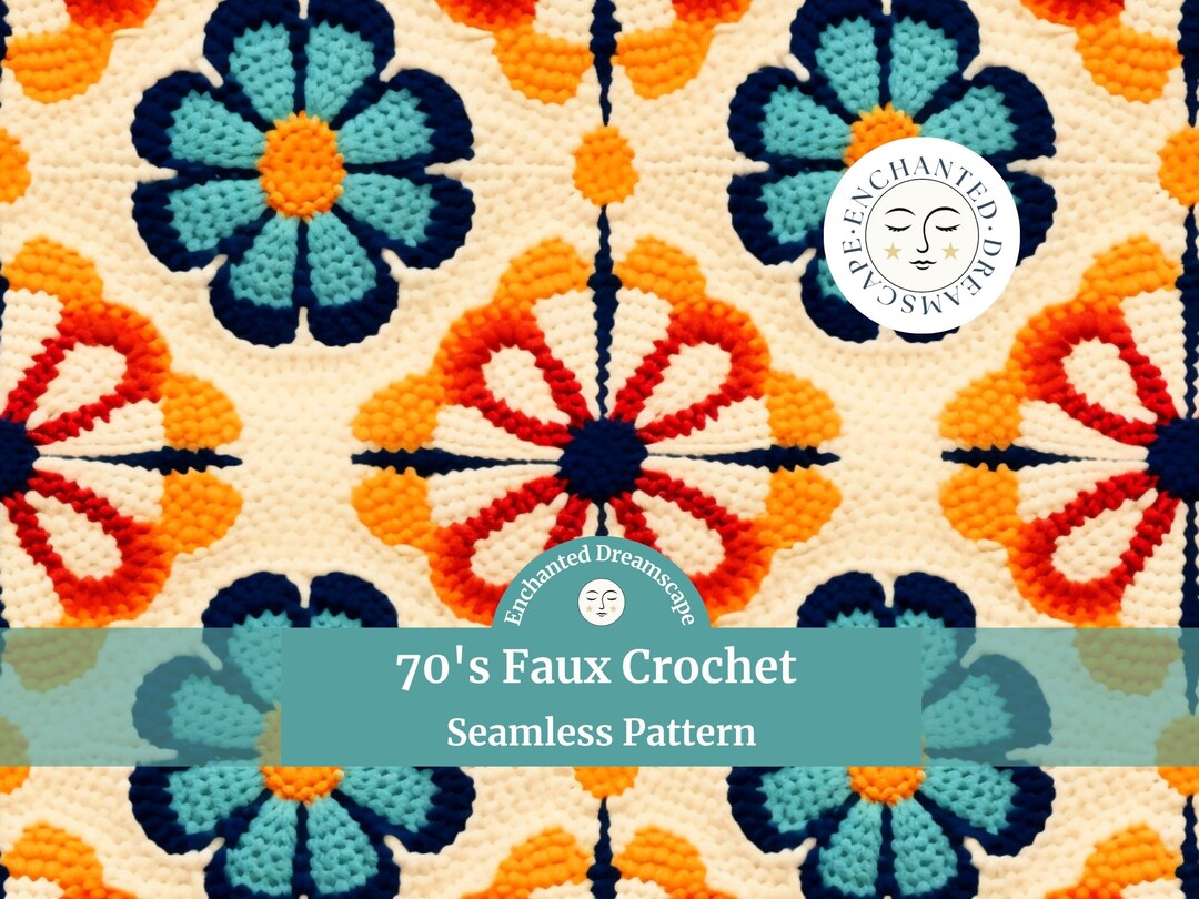 Faux Crochet Seamless Pattern, 70's Retro Seamless File for Fabric ...