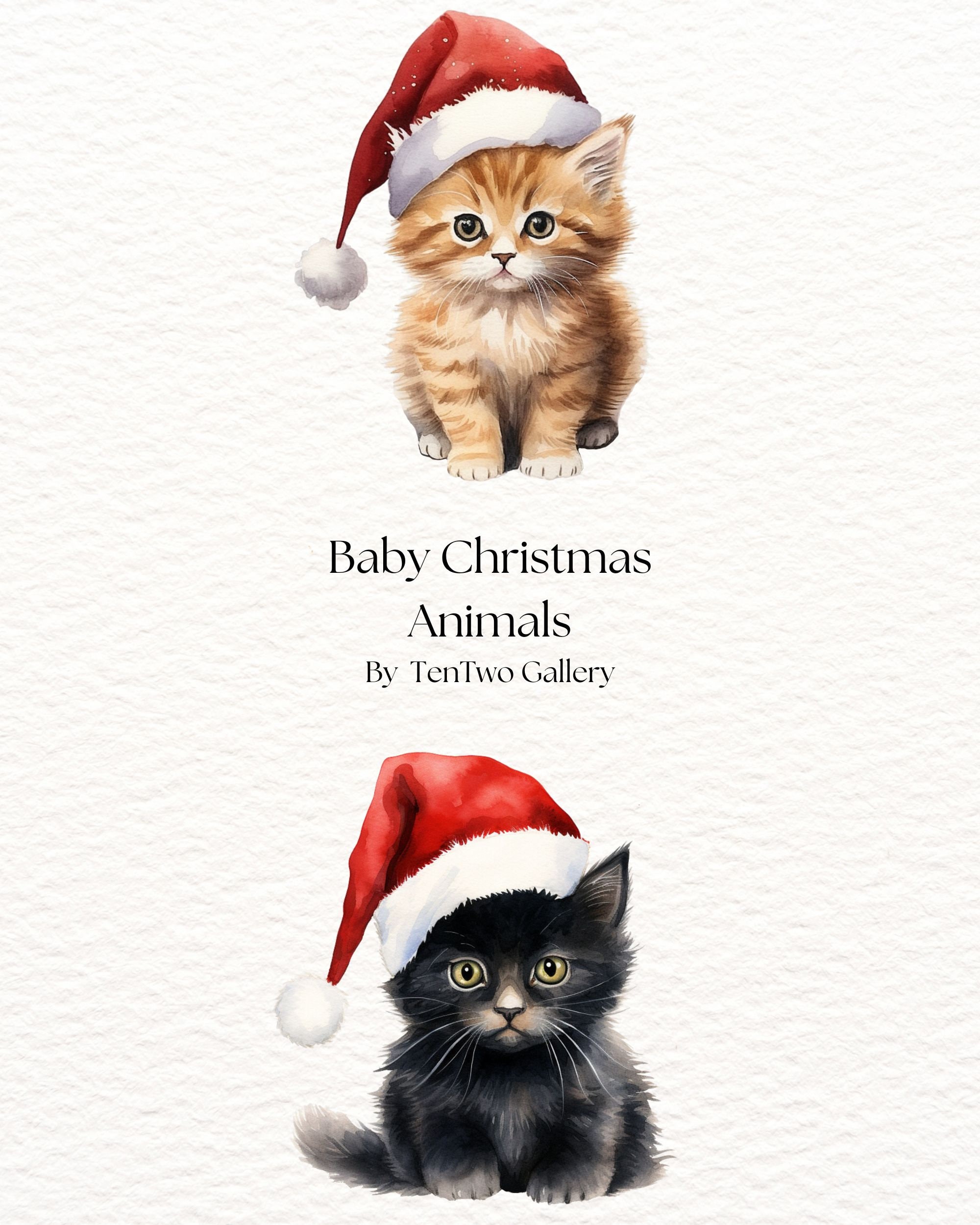 Christmas Baby Animals Clipart Watercolour Christmas Sublimation ...