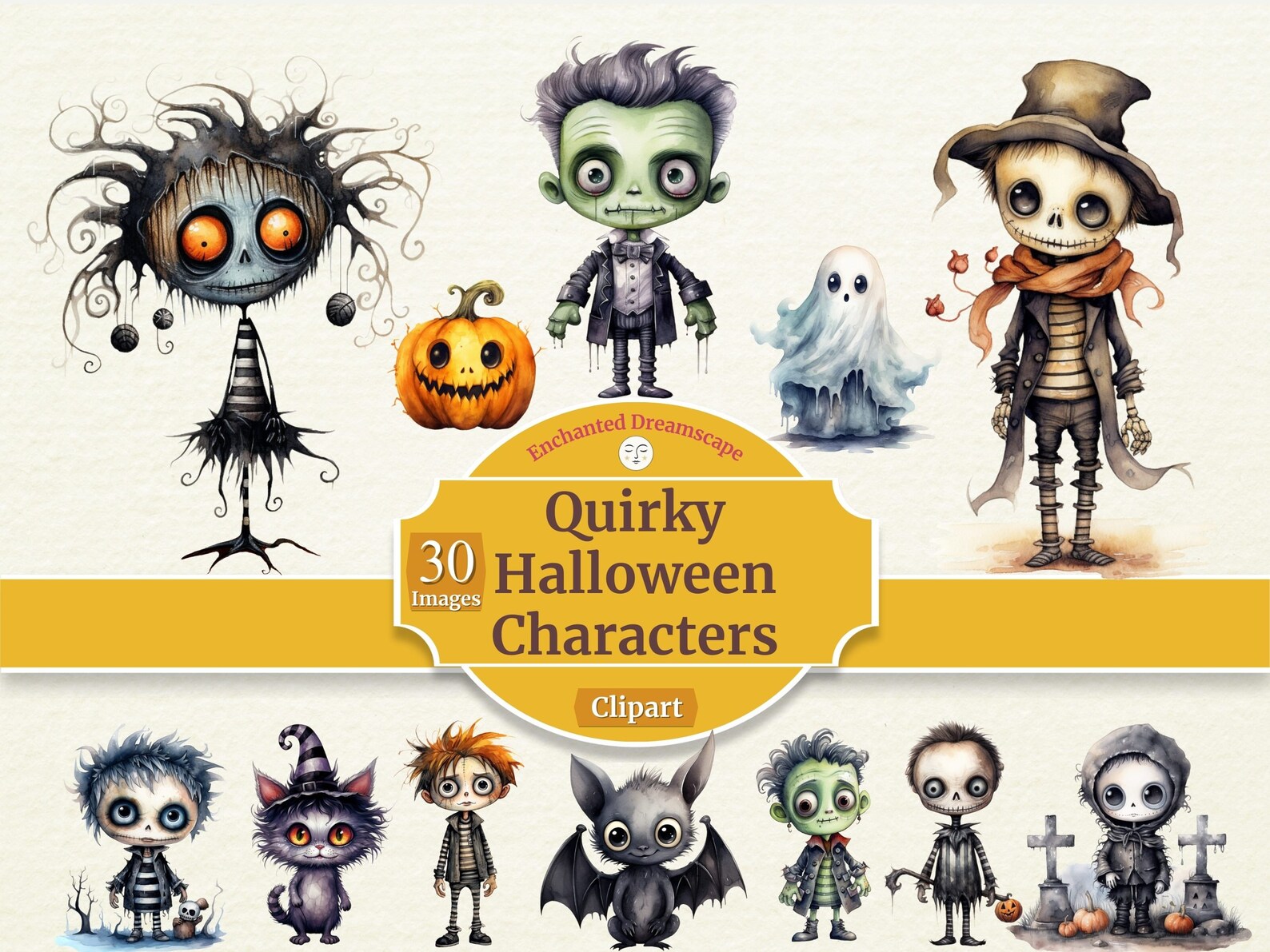Quirky Halloween Characters Clipart | Halloween Sublimation | Cute ...