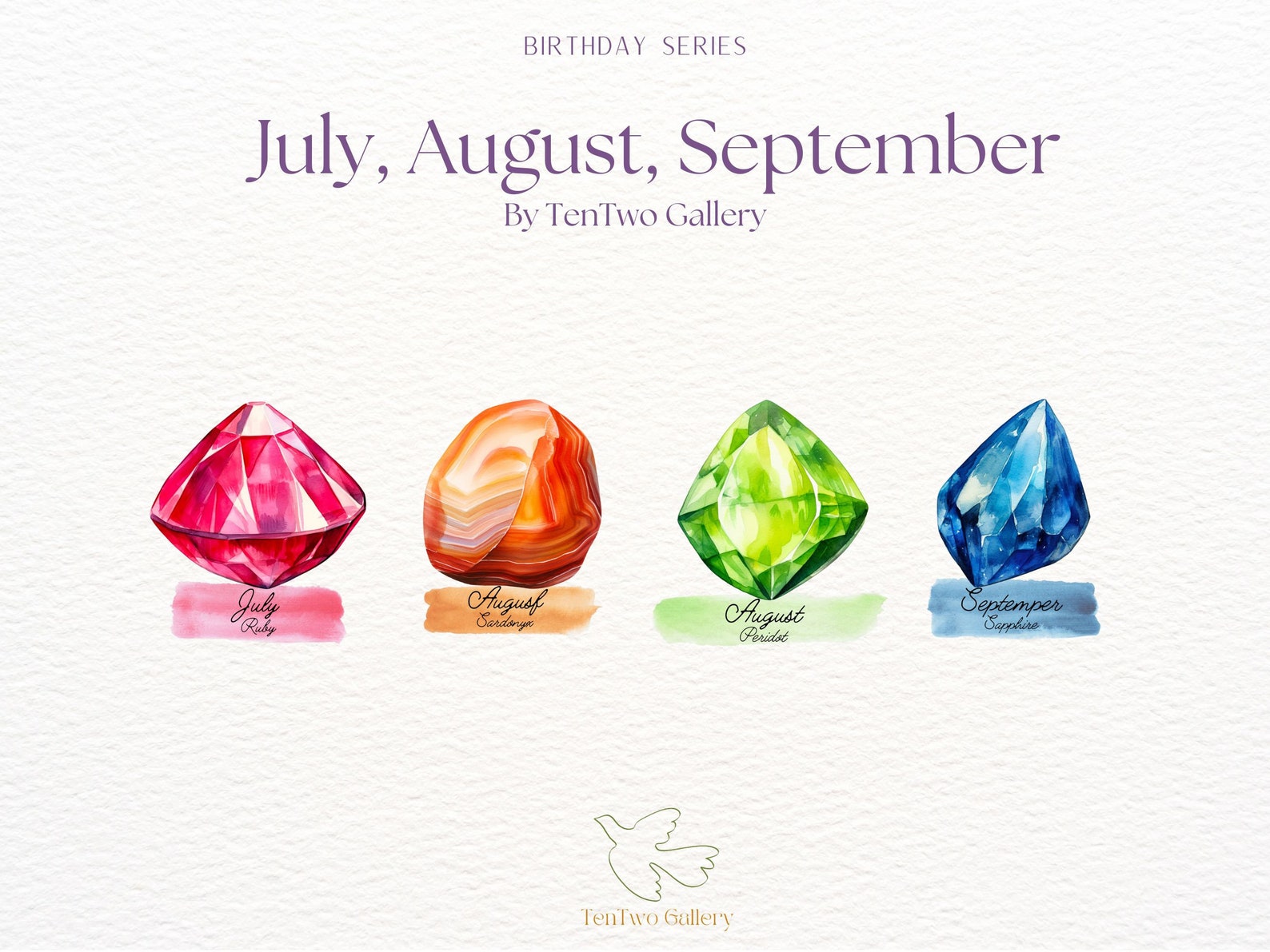 Birthstones Clipart, Watercolour Birth Gems Sublimation, All 21 ...