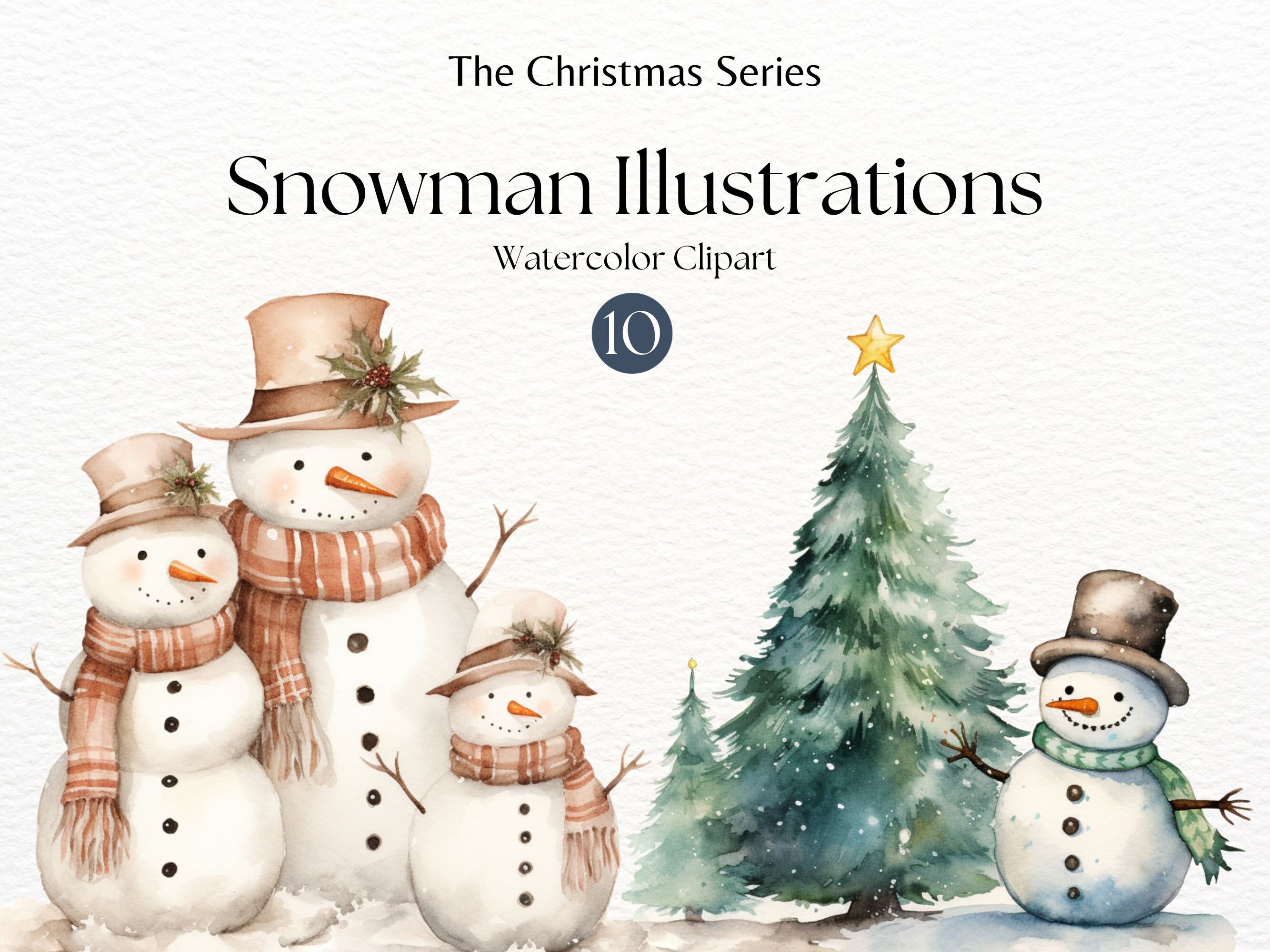 Snowman Clipart Set Watercolor Snowmen Clipart Christmas Sublimation ...