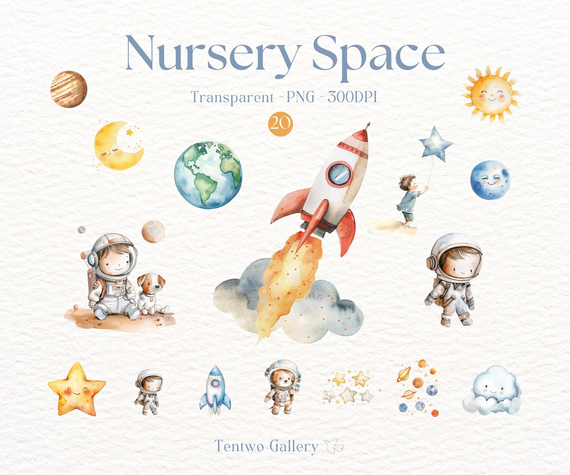 Watercolor Space Clipart, Astronaut Nursery Clipart, Astronaut ...