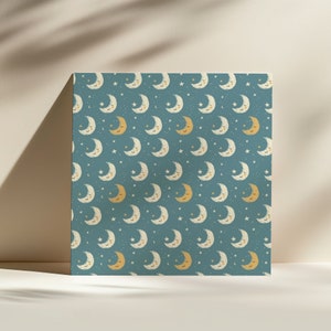 Nursery Moons Seamless Digital Paper, Printable Cute Crescent Moons ...