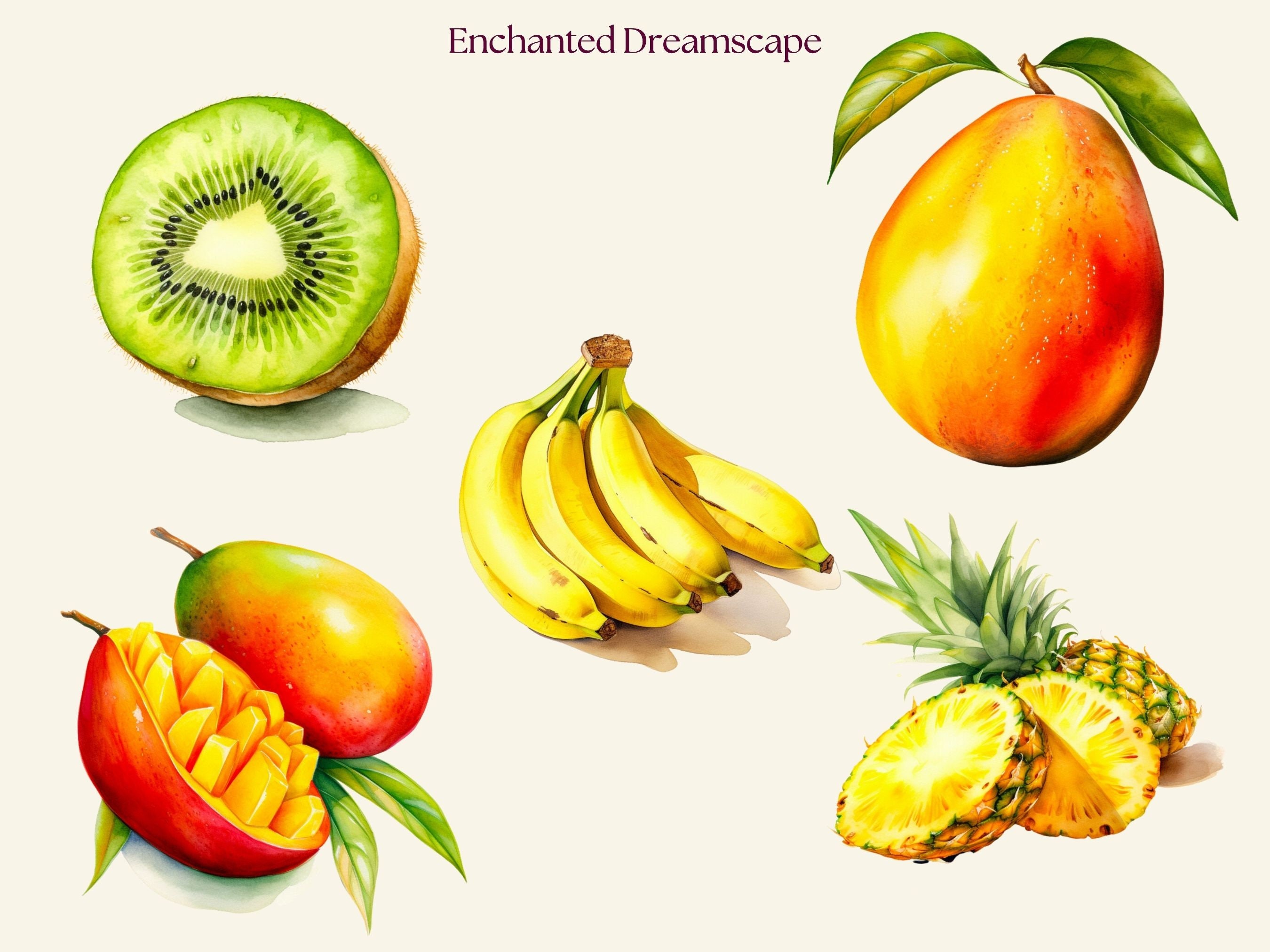 Watercolour Summer Fruits Clipart Bundle Fruit PNG Tropical Fruits Full ...