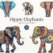 Vintage Elephants Clipart Bundle Hippie Elephants Clipart Groovy ...