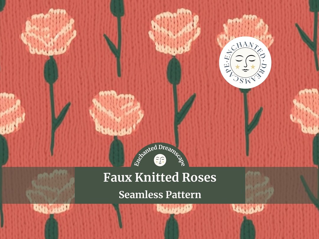Faux Knitted Roses Seamless Pattern, Roses Seamless File for Fabric ...