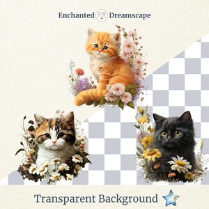 Watercolour Cats Clipart Cute Kittens Clipart Bundle Commercial Use ...