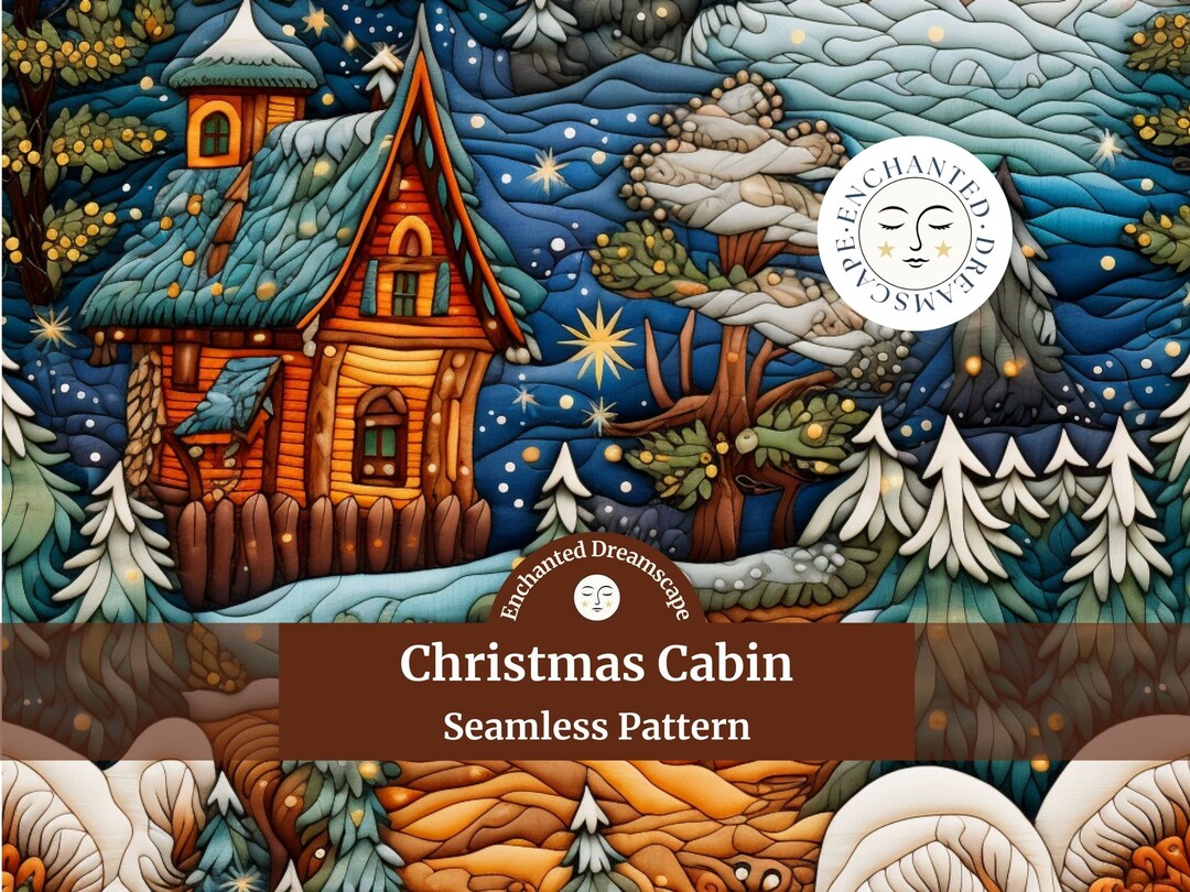 Christmas Cabin Seamless Pattern, Christmas Seamless File for Fabric ...