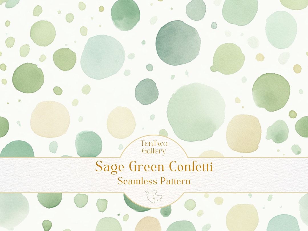 Sage Green Confetti Seamless Pattern, Watercolor Seamless File for ...