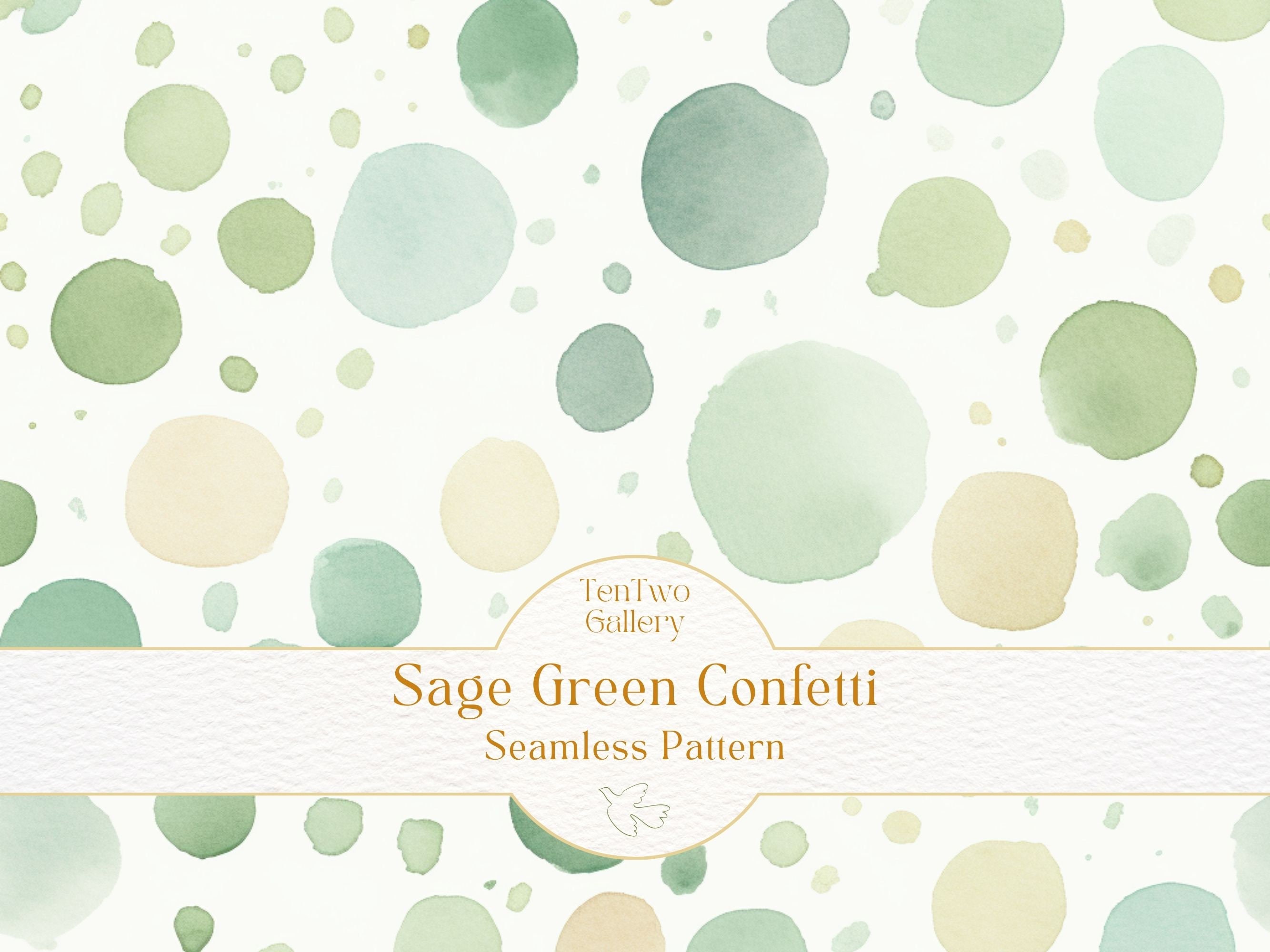 Sage Green Confetti Seamless Pattern, Watercolor Seamless File for ...