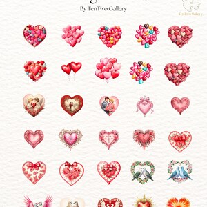 Vintage Hearts Clipart | Valentines Day Clipart | Retro Hearts PNG ...