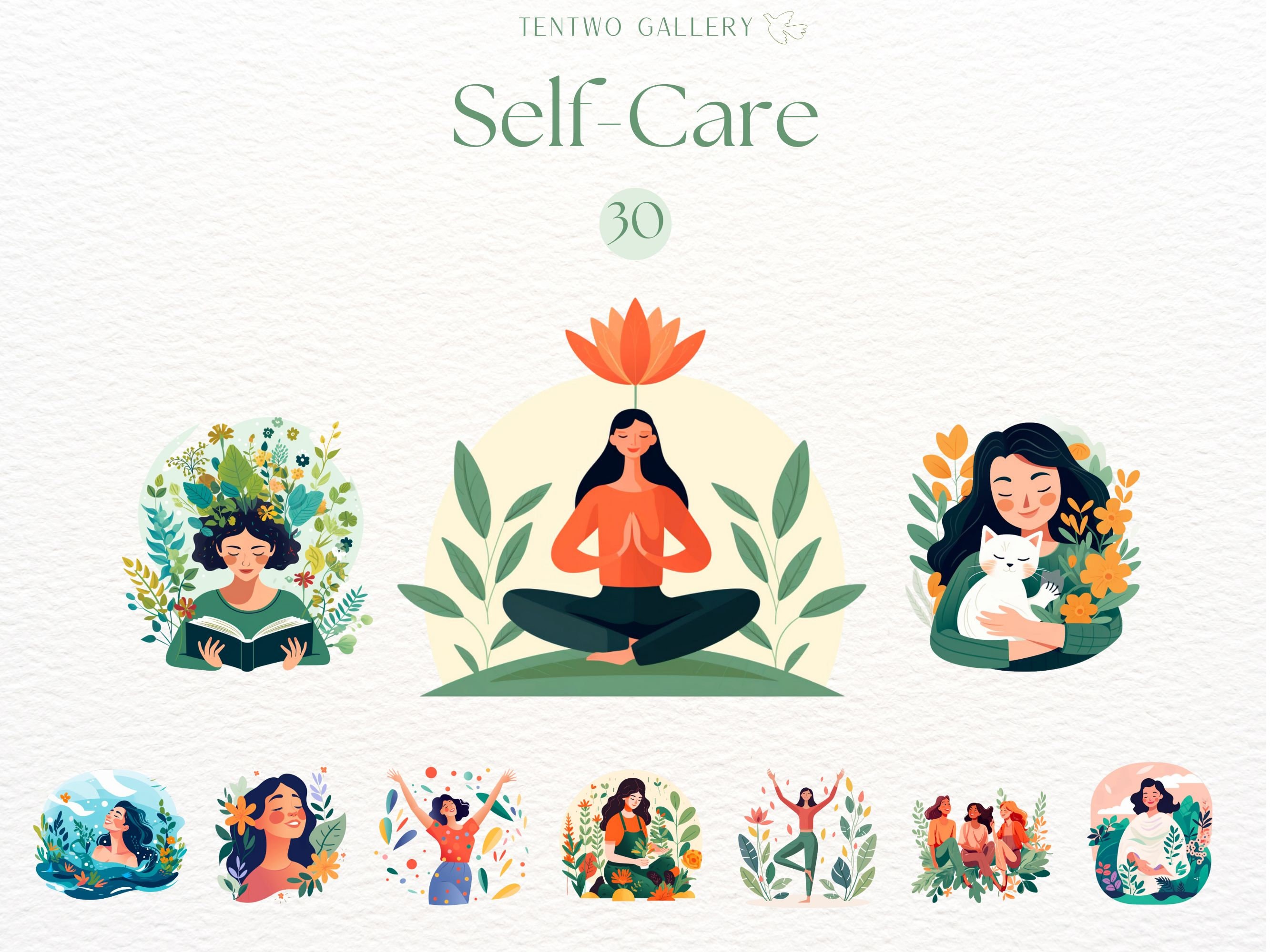 Self-care Clipart, Mindfulness Sublimation, Body Positivity Clipart ...