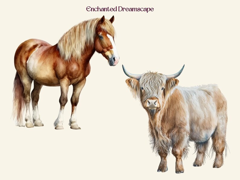 Watercolour Farm Animals Clipart PNG Farm Animals Clipart - Etsy
