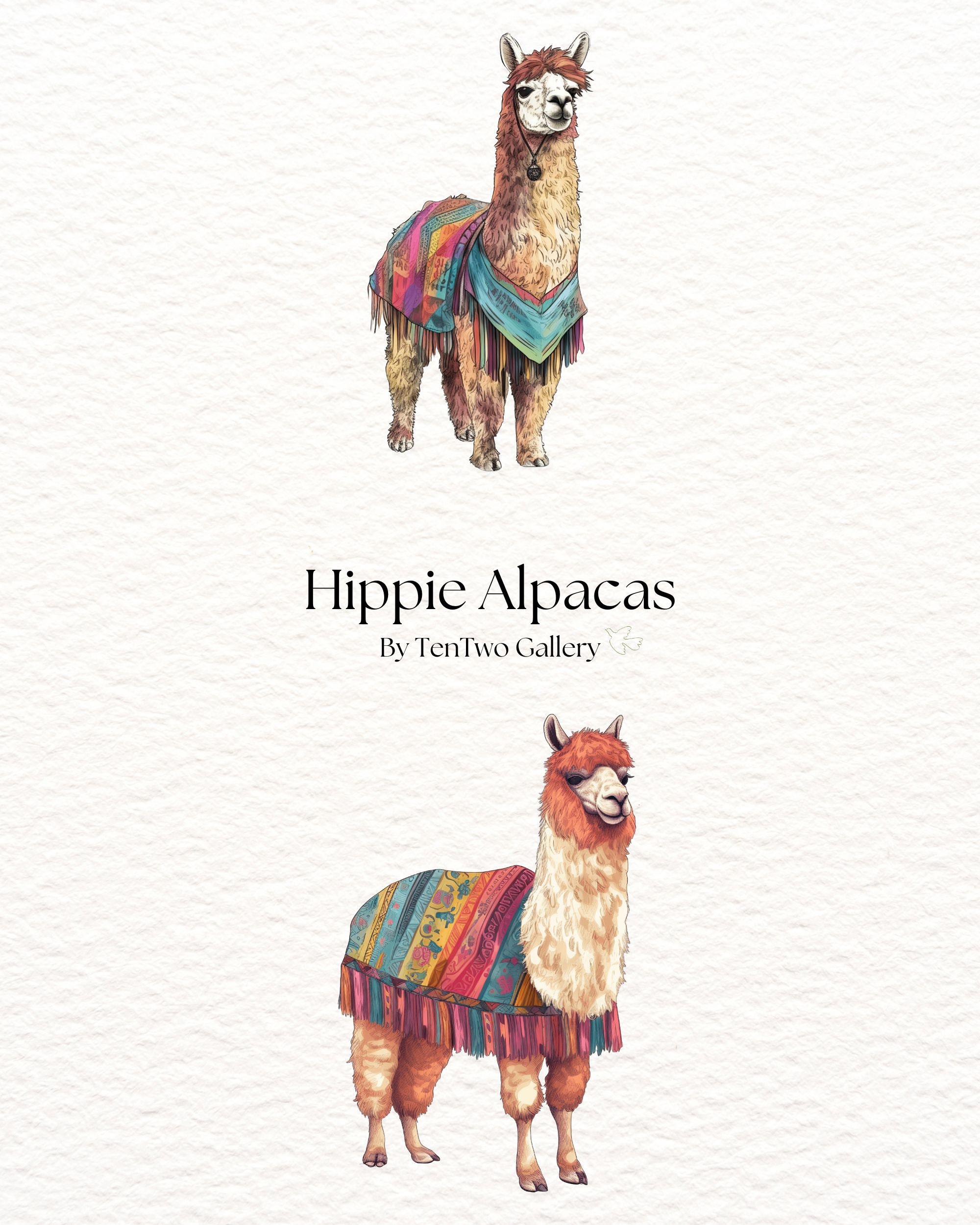 Hippie Alpacas Clipart | Cute Groovy Alpaca Clipart | 70's Sublimation ...