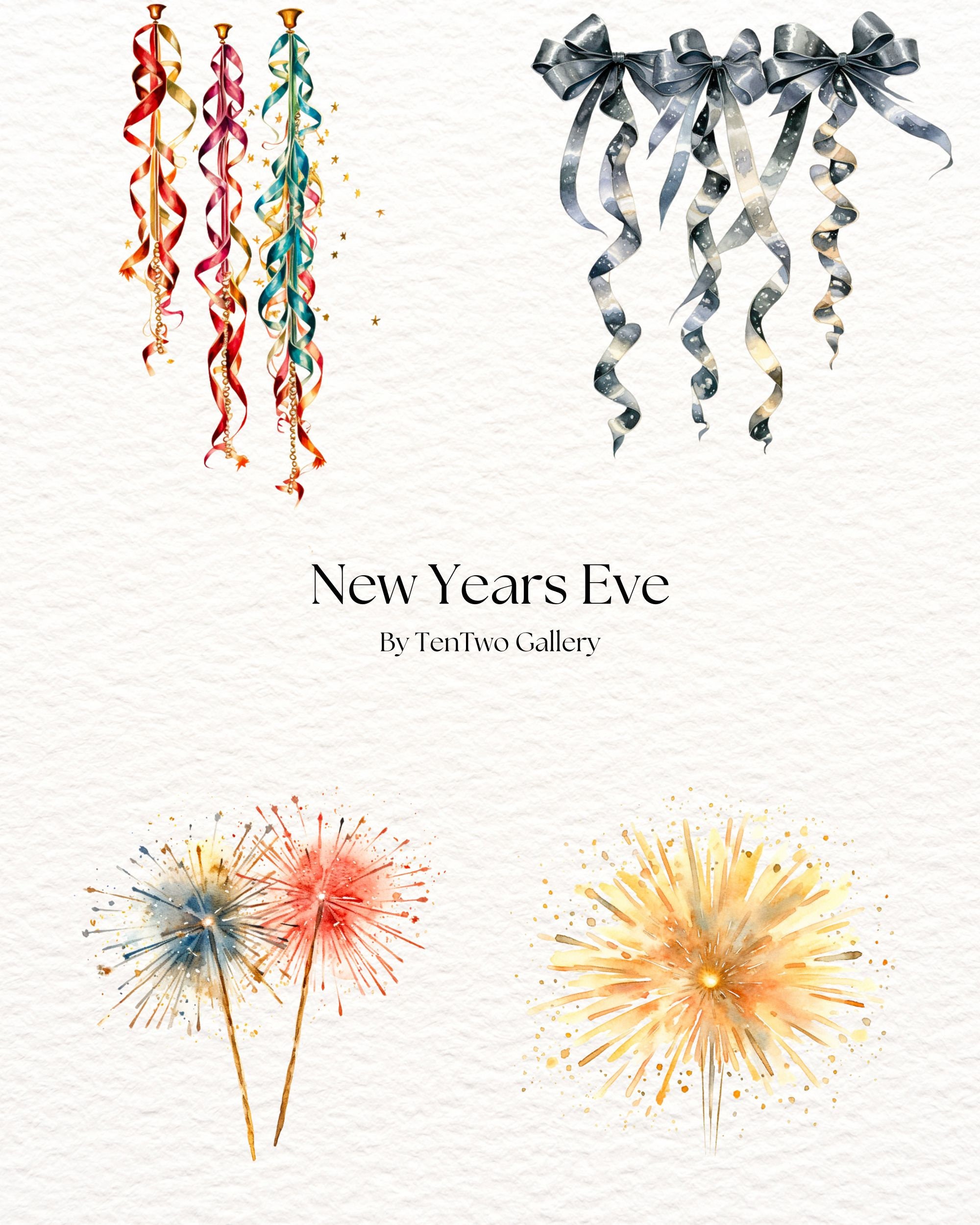 New Years Eve Clipart Watercolor Celebration Clipart Happy New Years ...