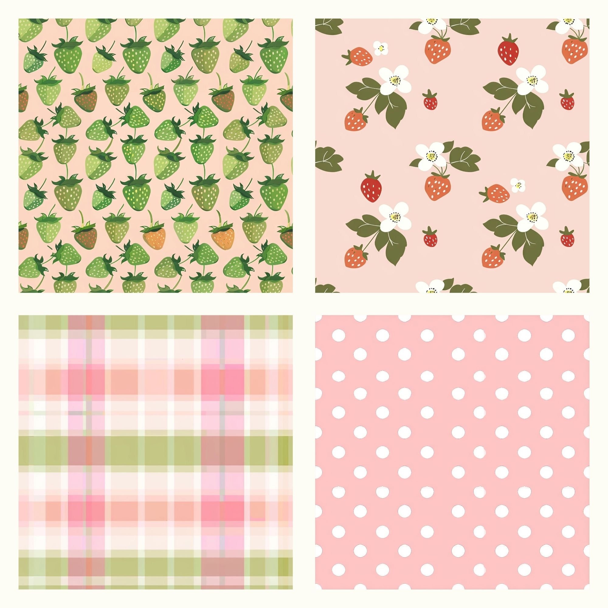 Strawberry Printable Paper, Seamless Digital Strawberry Paper, Digital ...