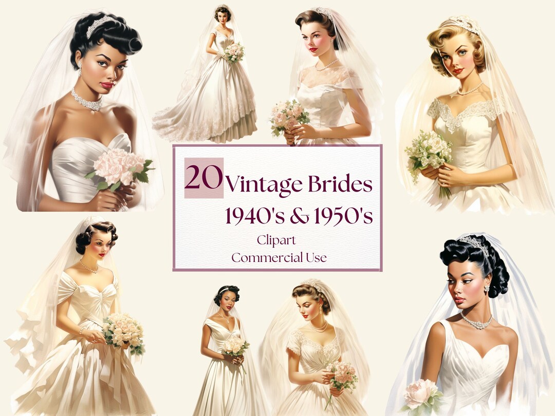 Vintage Brides 1940's & 1950's Clipart Retro Wedding - Etsy