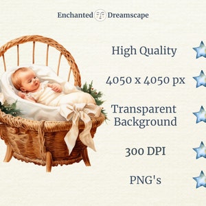 Christmas Baby Clipart Bundle | Watercolor Clipart | Babyshower ...