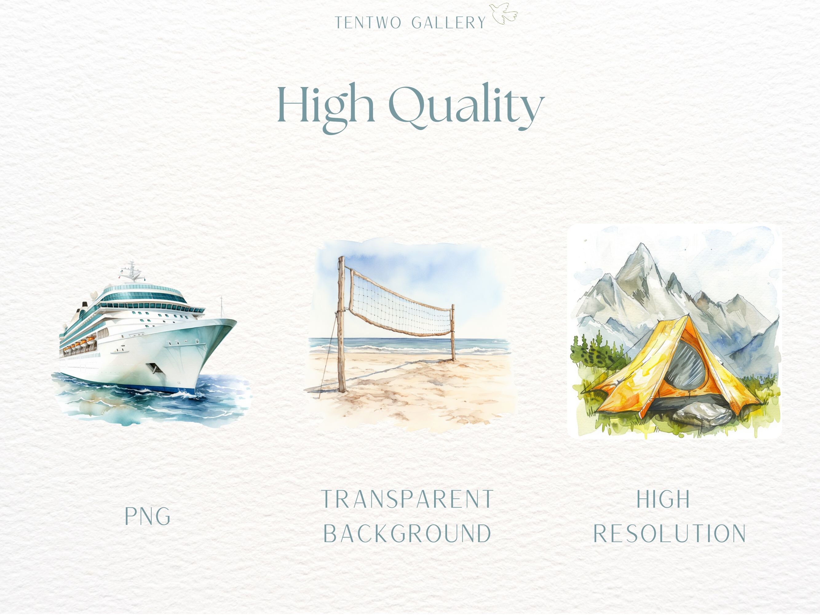 Watercolor Travel Clipart, Vacation Clipart, Holiday Graphics, Sun ...