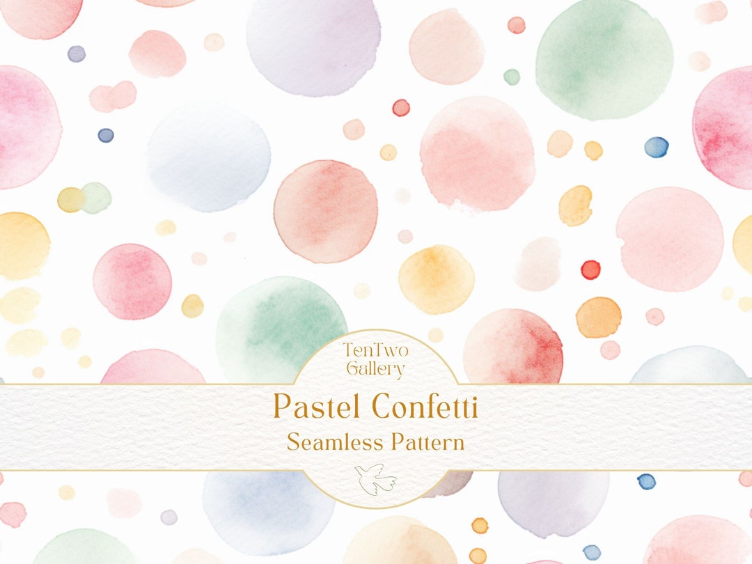 Pastel Confetti Seamless Pattern, Watercolor File for Fabric Printing ...