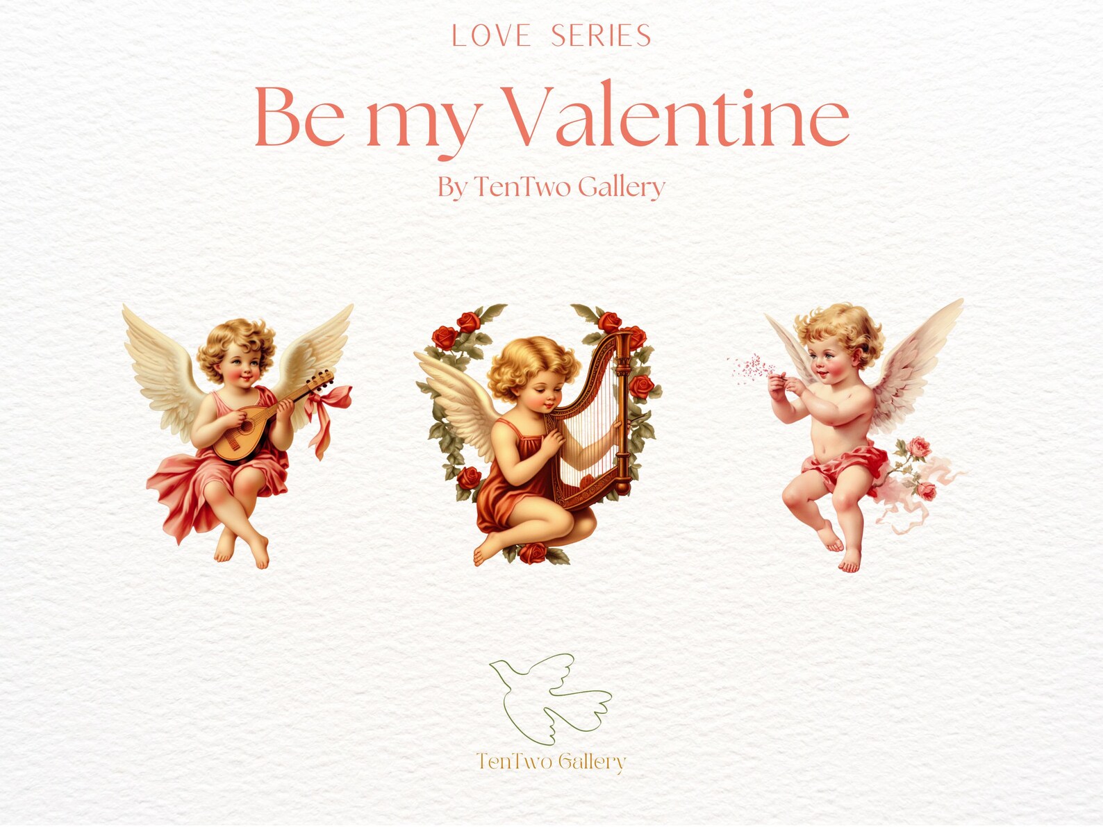 Classic Cupid Illustrations Clipart, Vintage Valentines Clipart, Love ...
