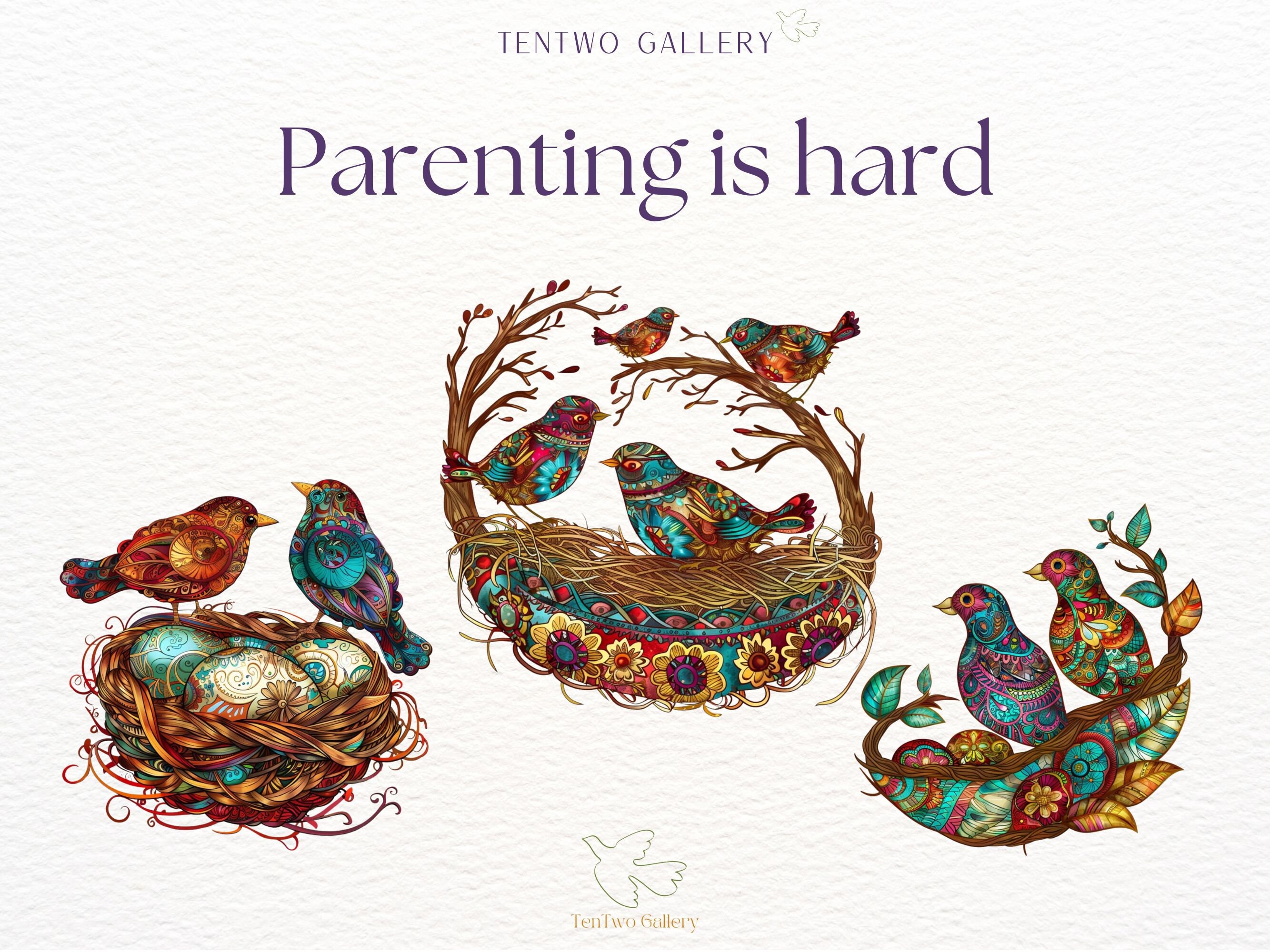 Boho Birds Clipart, Hippie Birds Clipart, Groovy Bird PNG, Bohemian ...