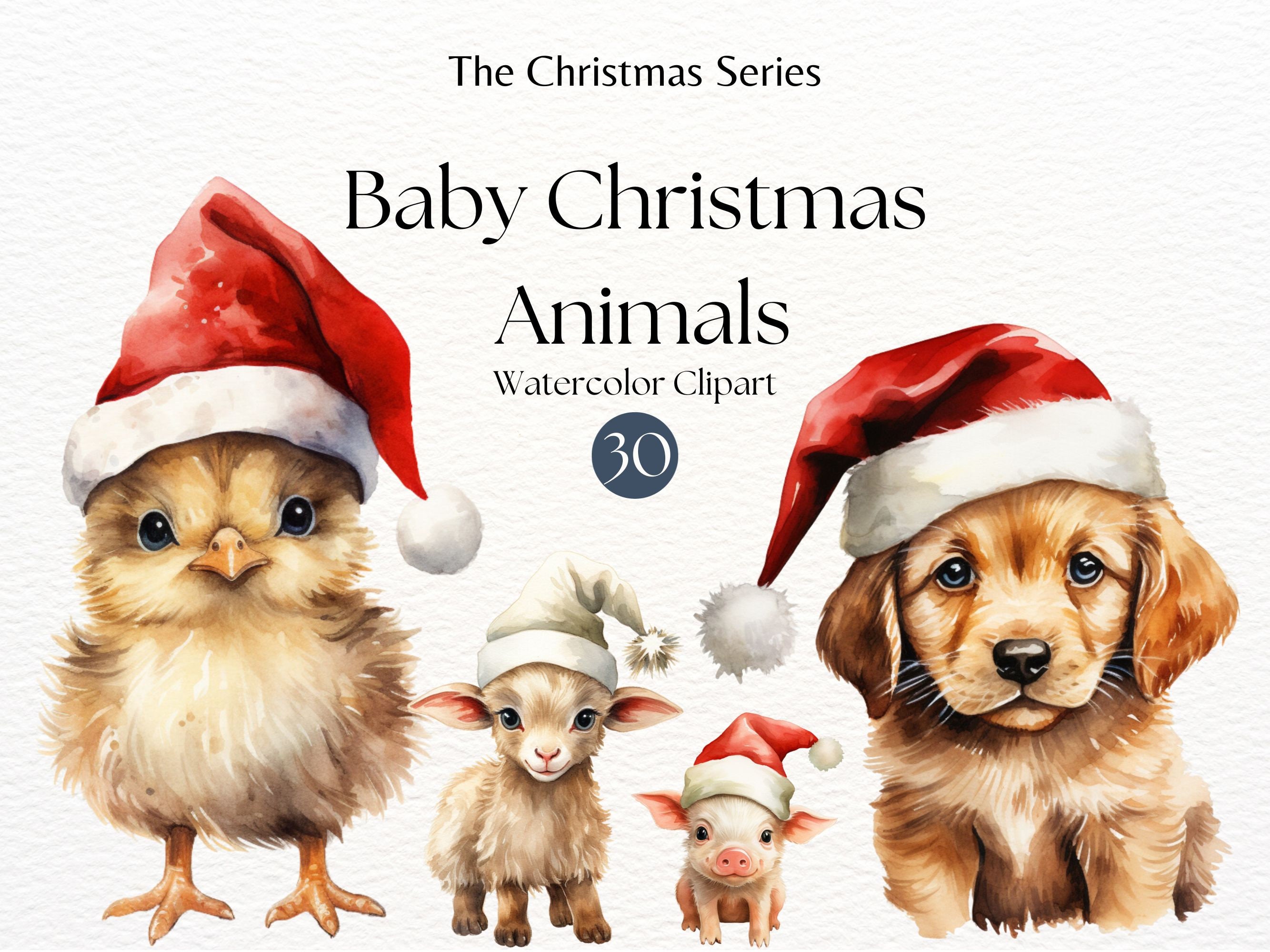 Christmas Baby Animals Clipart | Watercolour Christmas Sublimation ...
