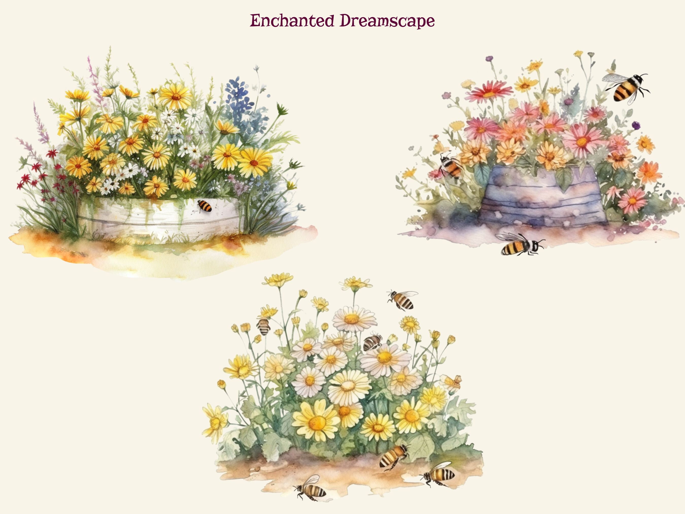 Watercolour Honey Bee Clipart Spring Garden Honey Bee Bundle Honey PNG ...