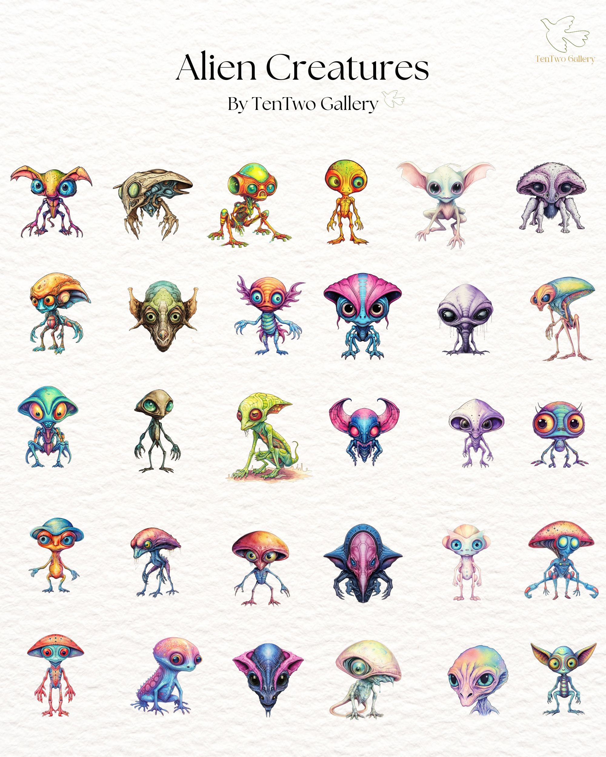 Alien Creatures Clipart | Space Aliens Clipart | Alien PNG | Outer ...