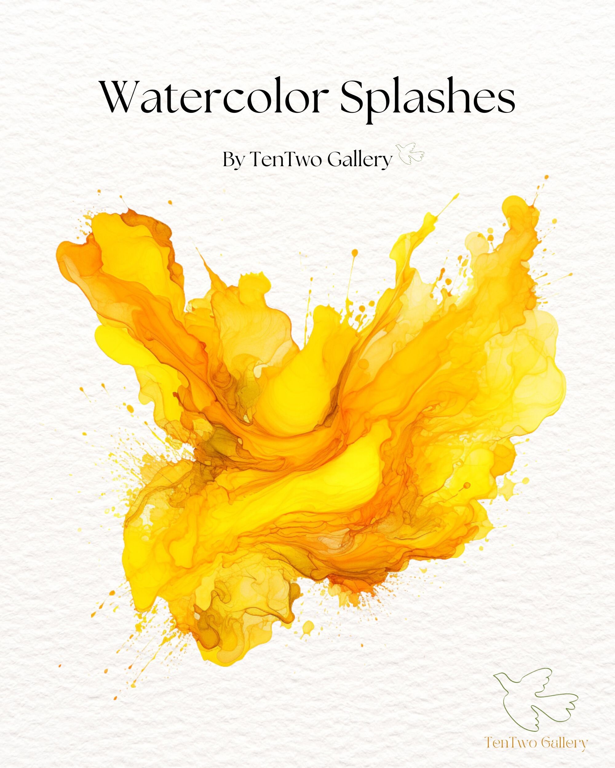 Watercolor Color Splash Clipart | Watercolor Paint Splatter | Alcohol ...