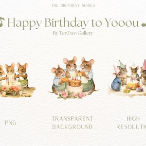 Birthday Mice Clipart, Celebration Graphics, Cute Mice Clipart ...